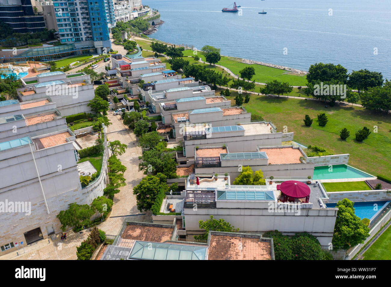 Aerial view of cyberport in hong kong island Stock Photo - Alamy