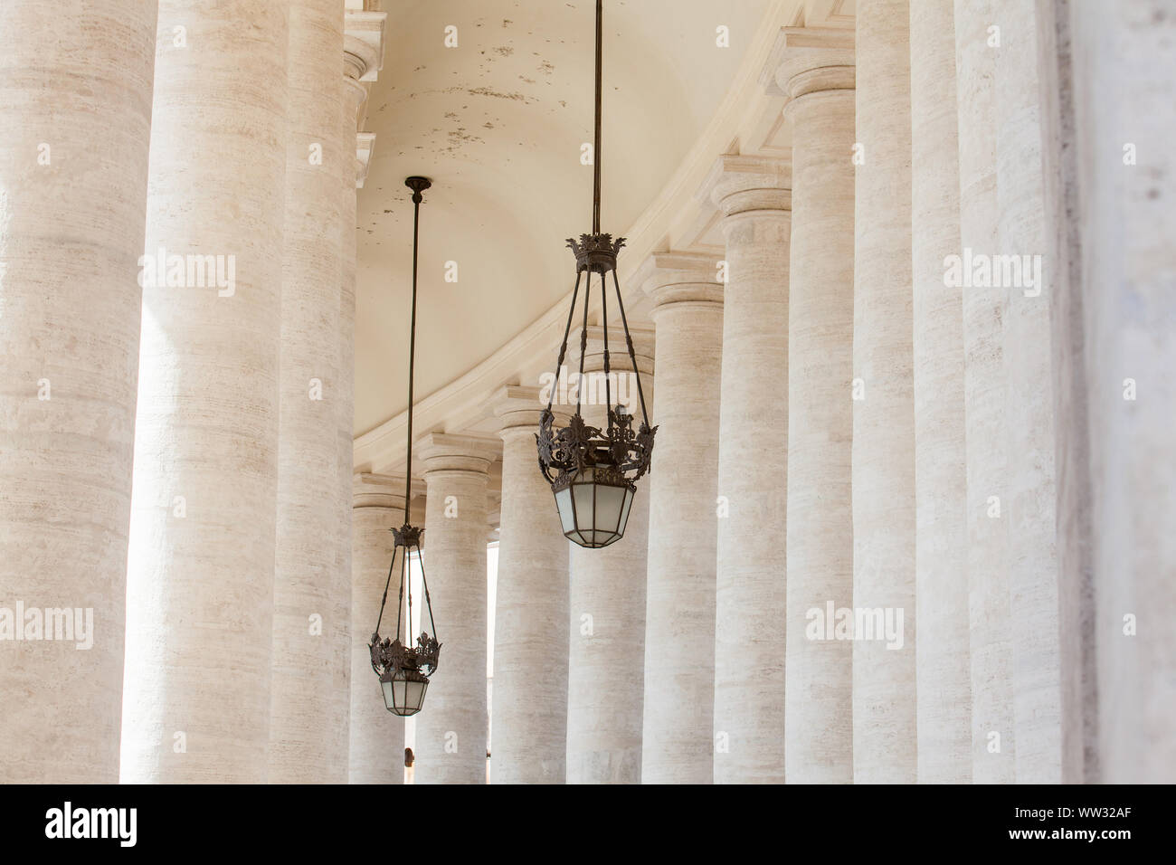 Detail of the beautirul Doric colonnade at St. Peter Square on the ...
