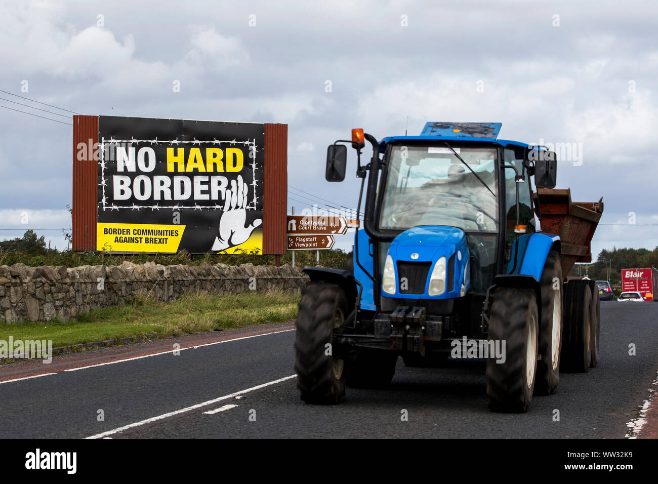 A traitor passes a newly erected Borders Communities Against Brexit ...