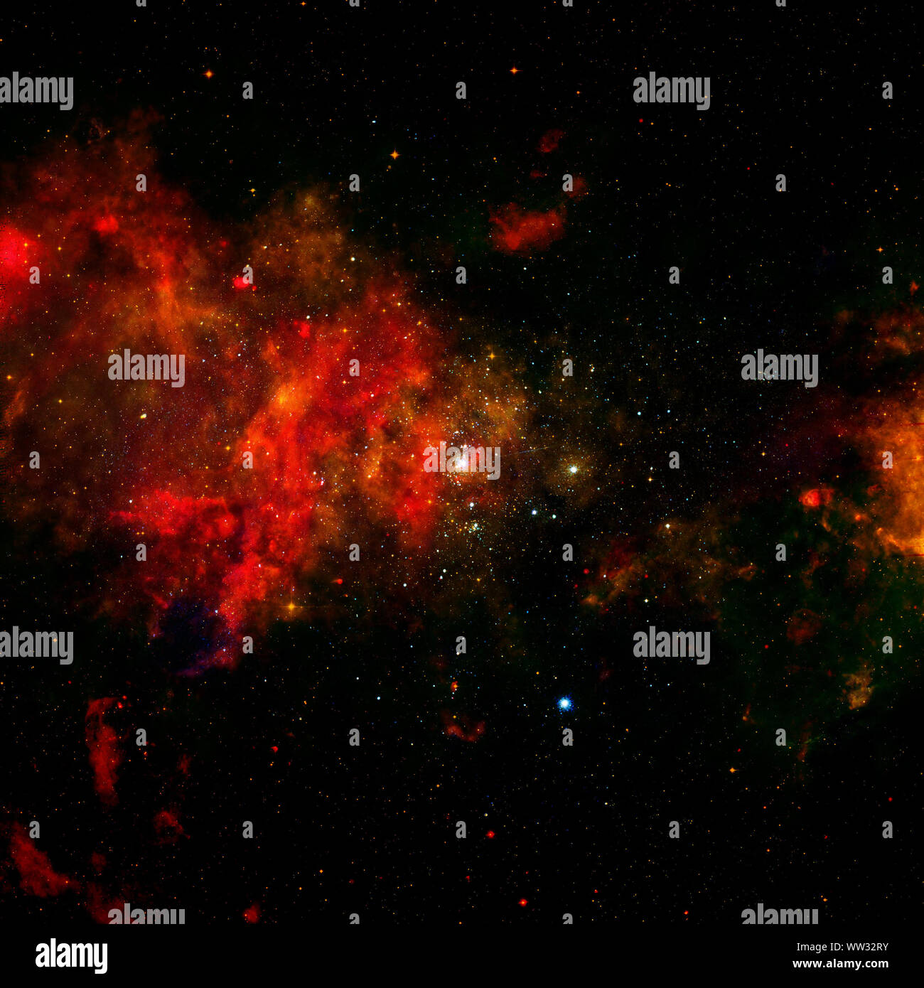 Universe scene with planets, stars and galaxies in outer space ...