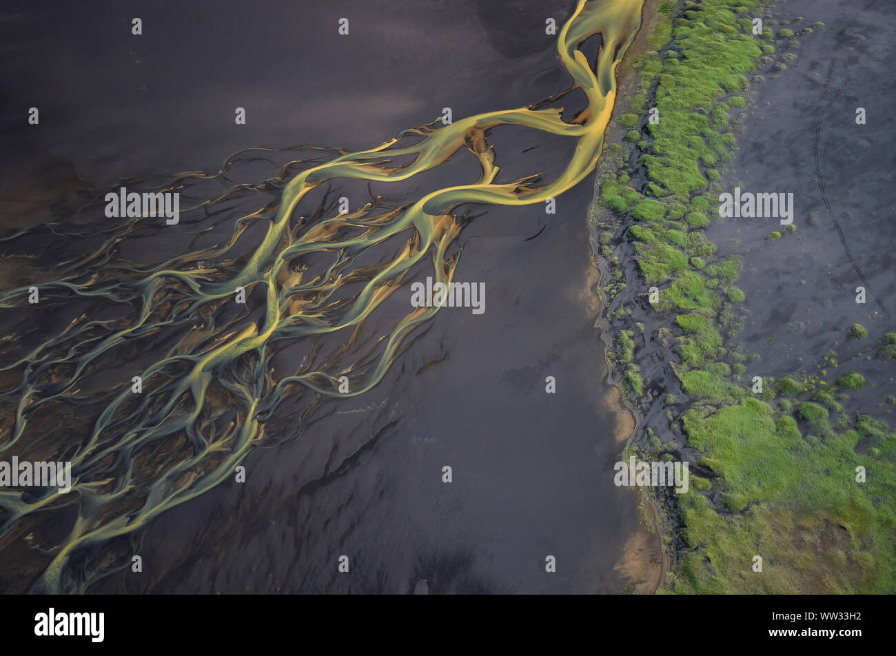 Aerial view of Glacier rivers in Iceland Stock Photo - Alamy