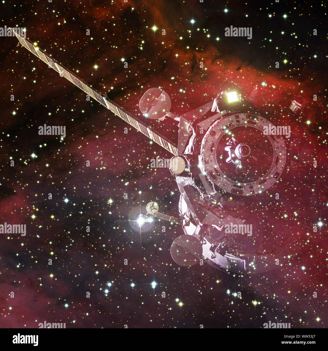 Space shuttle. Infinite space background with nebulas and stars ...