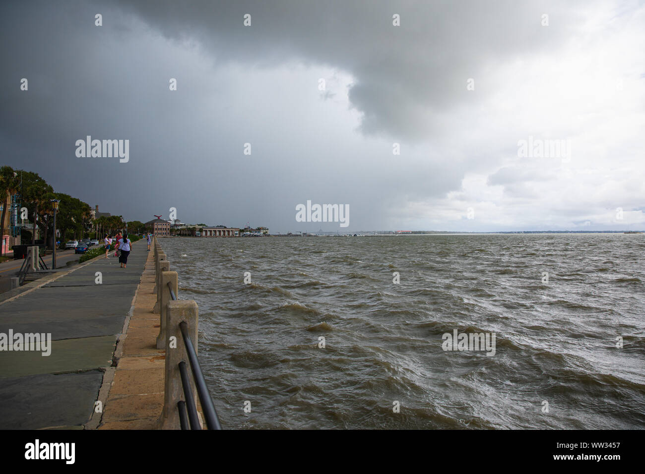 Choppy waters as a storm approaches Charleston Harbor at the Battery ...