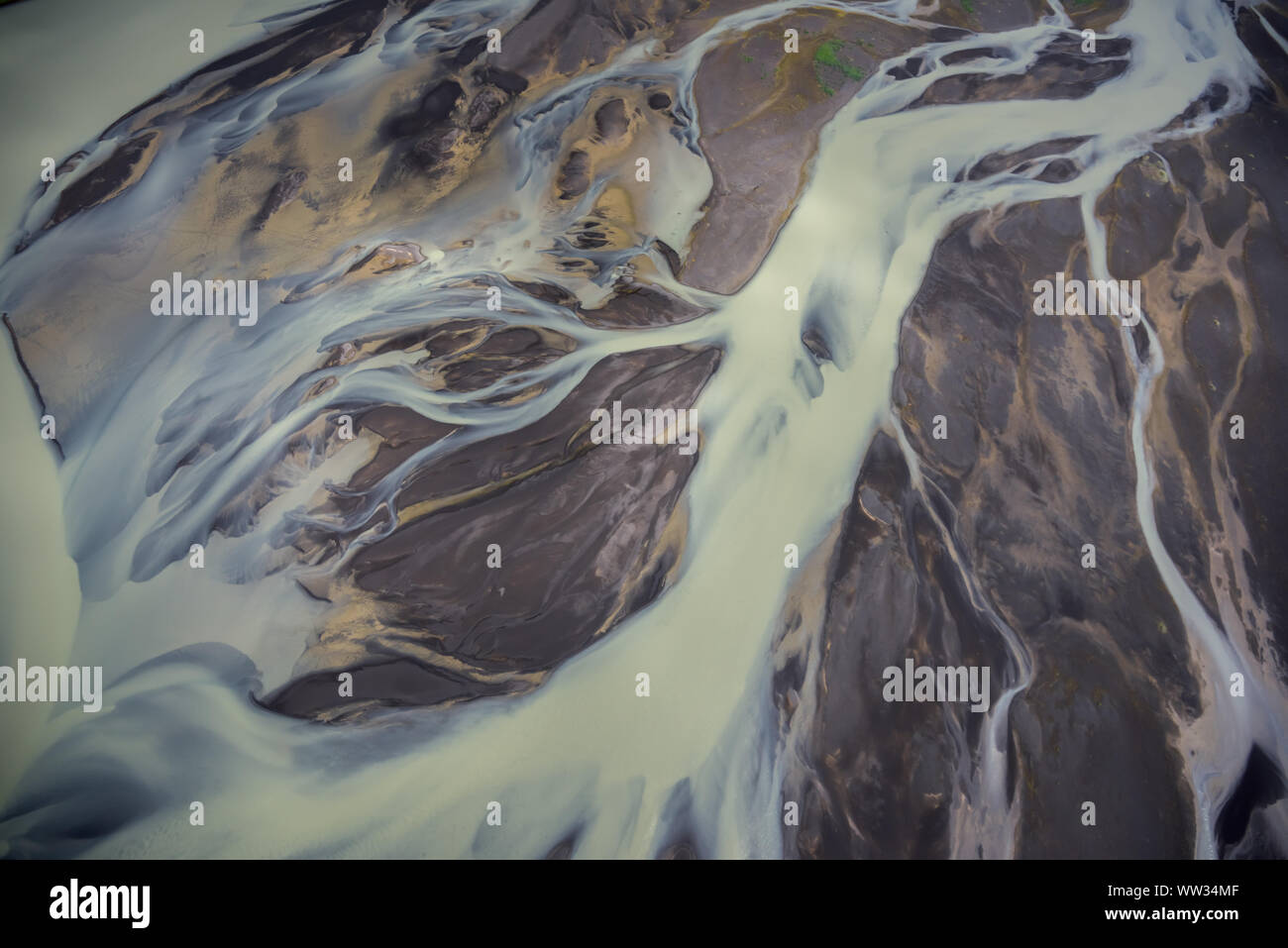 Aerial view of Glacier rivers in Iceland Stock Photo - Alamy
