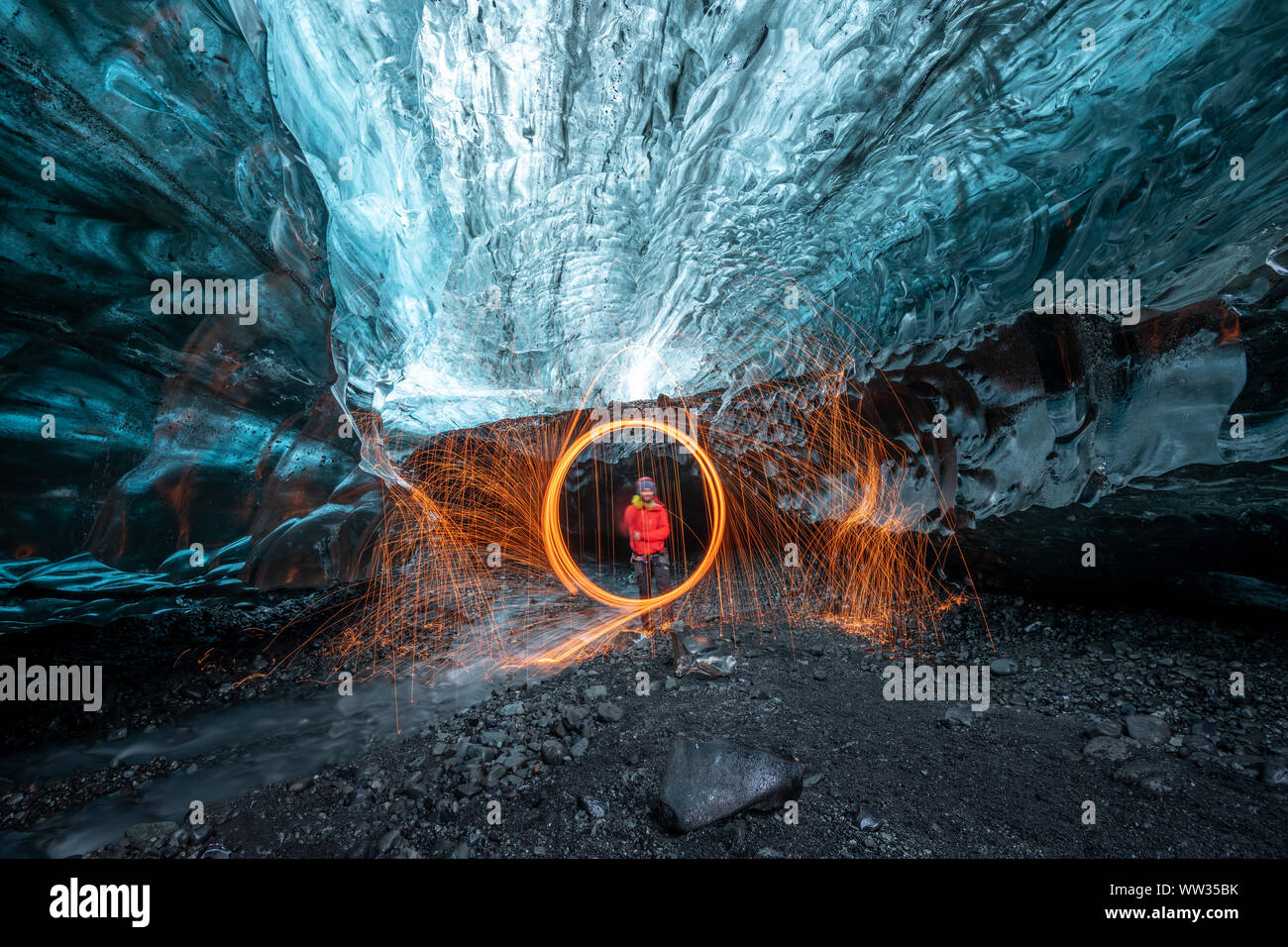 Inside an ice cave in Iceland Stock Photo - Alamy