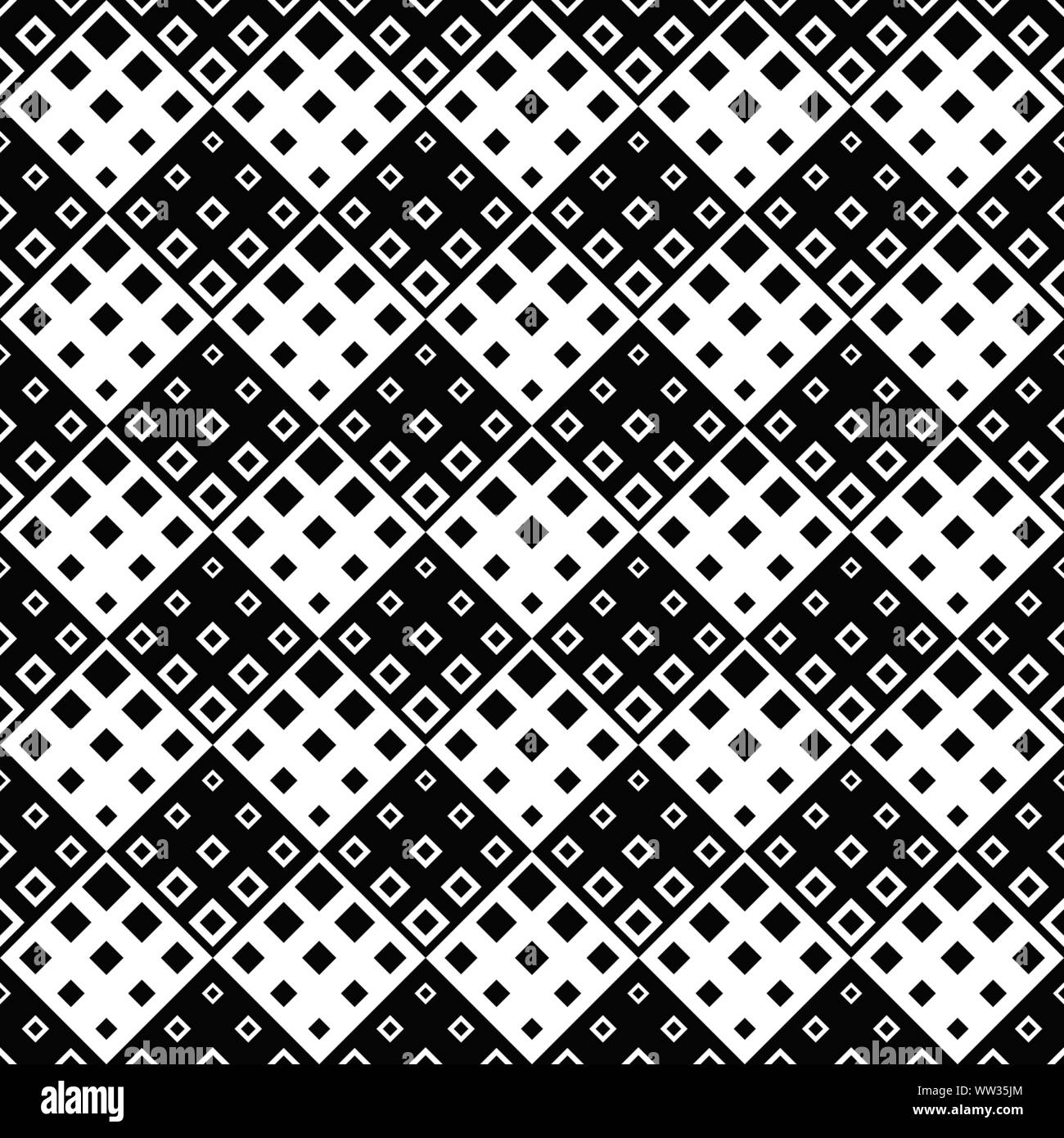 Seamless diagonal square pattern background - black and white abstract vector graphic design ...