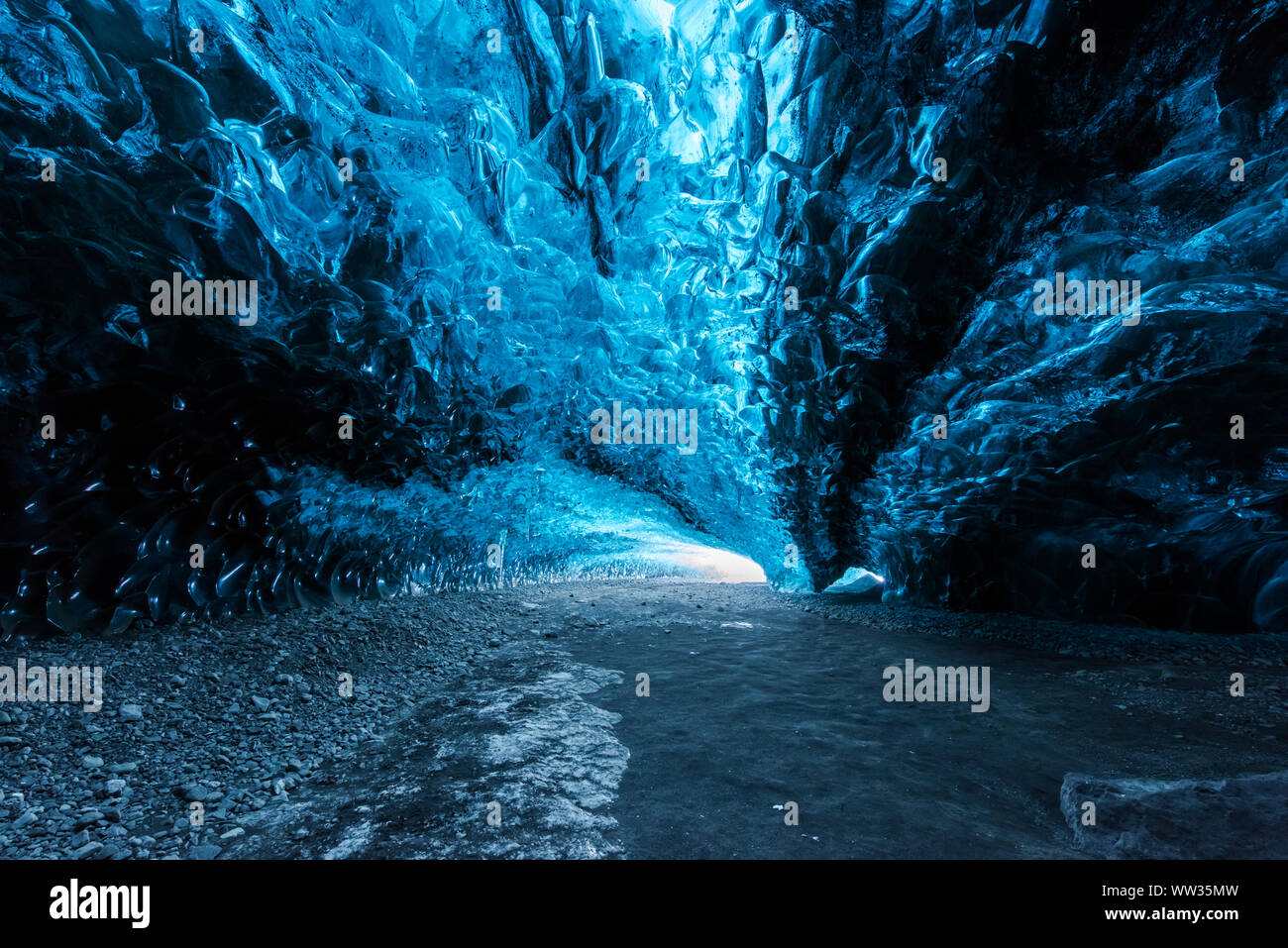 Inside an ice cave in Iceland Stock Photo - Alamy