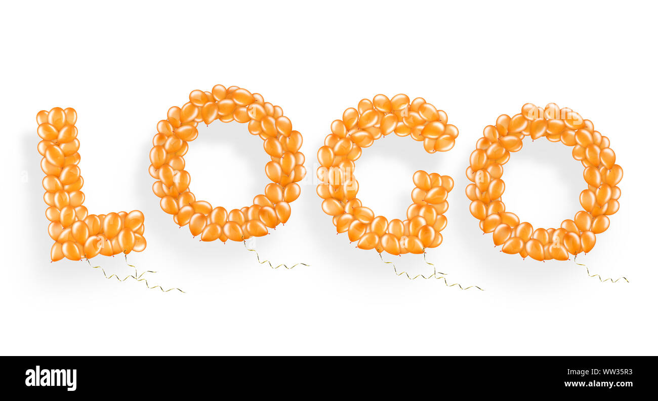 Word Party made of flying helium balloon with ribbons, element of ...