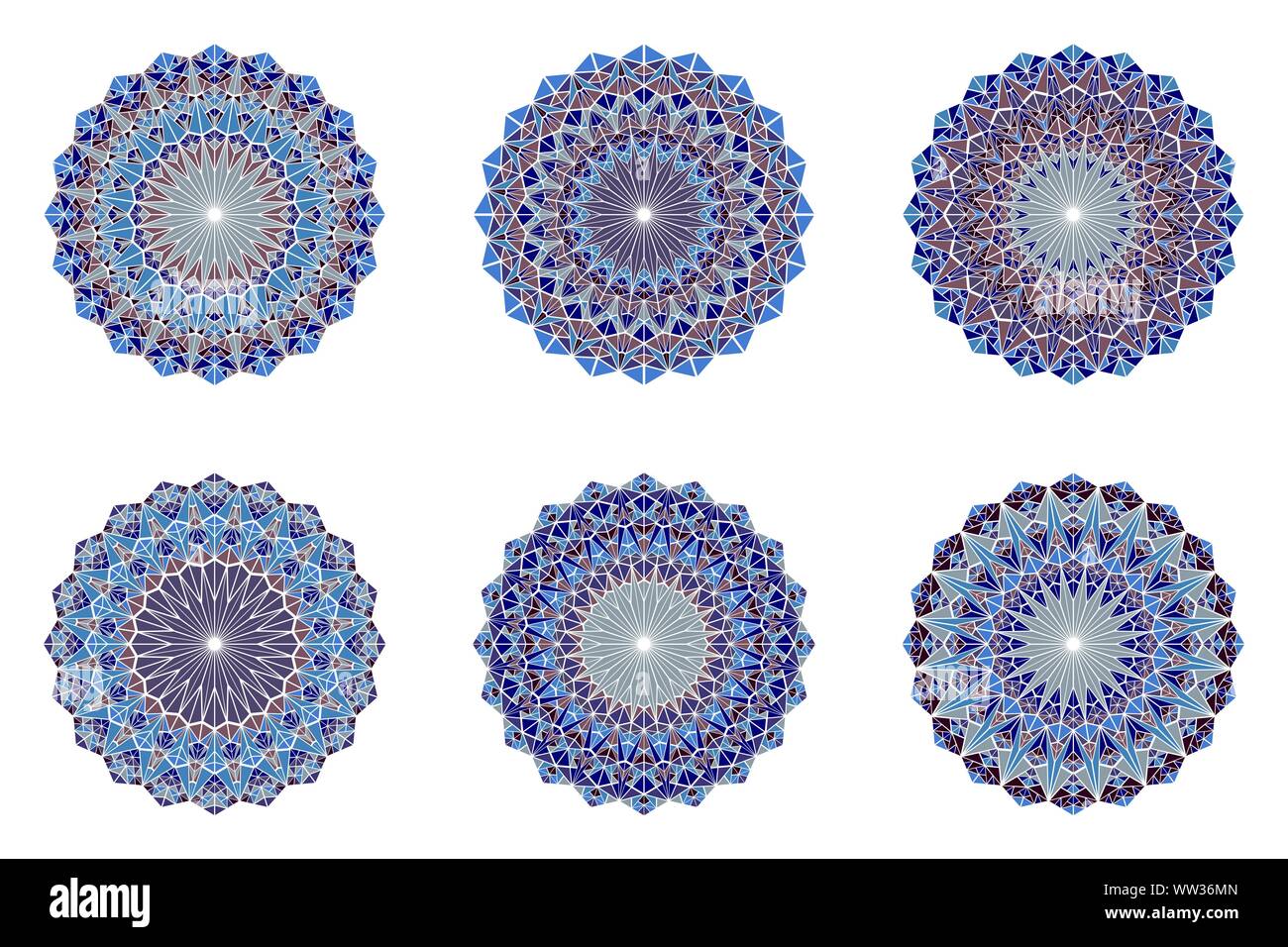 Geometrical abstract mosaic triangle mandala symbol set - ornamental ...