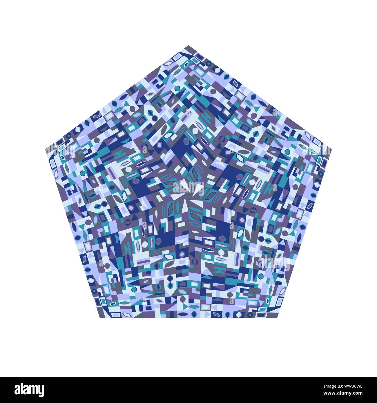 Isolated tiled mosaic pentagon shape - colorful ornamental geometrical ...