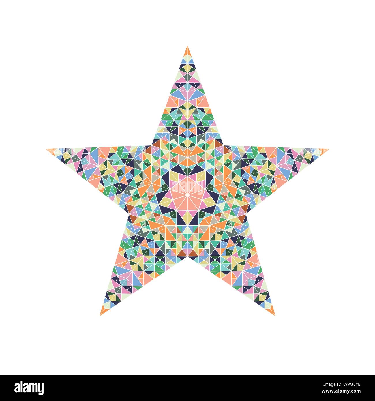 Isolated abstract tiled mosaic pentagram star polygon - polygonal ...