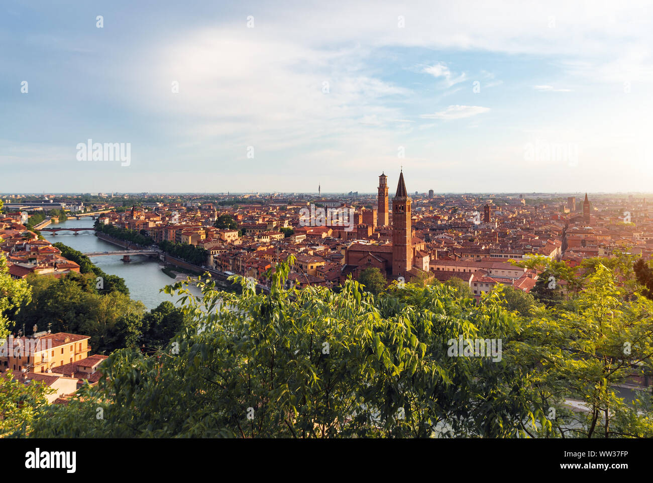 The best view on Verona in sunset time Stock Photo - Alamy
