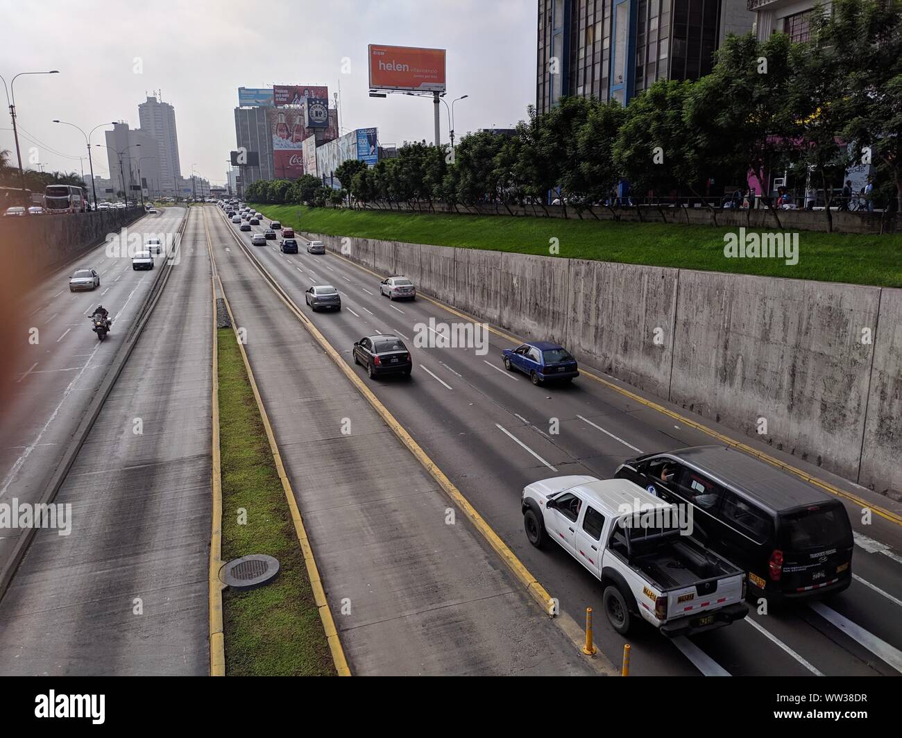 Traffic at the main highways Via expresa and Javier Prado at the ...