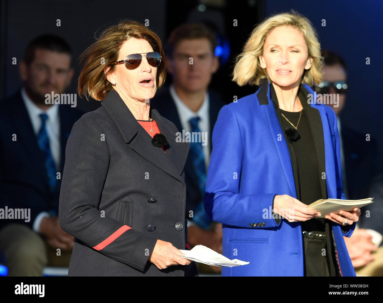 Team USA captain Juli Inkster speaks on stage during the opening ...