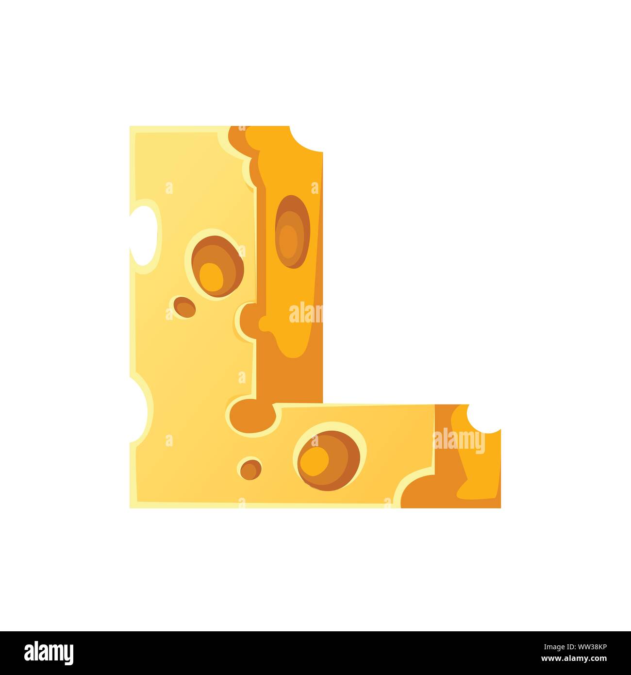 Cheese letter L style cartoon food design flat vector illustration ...