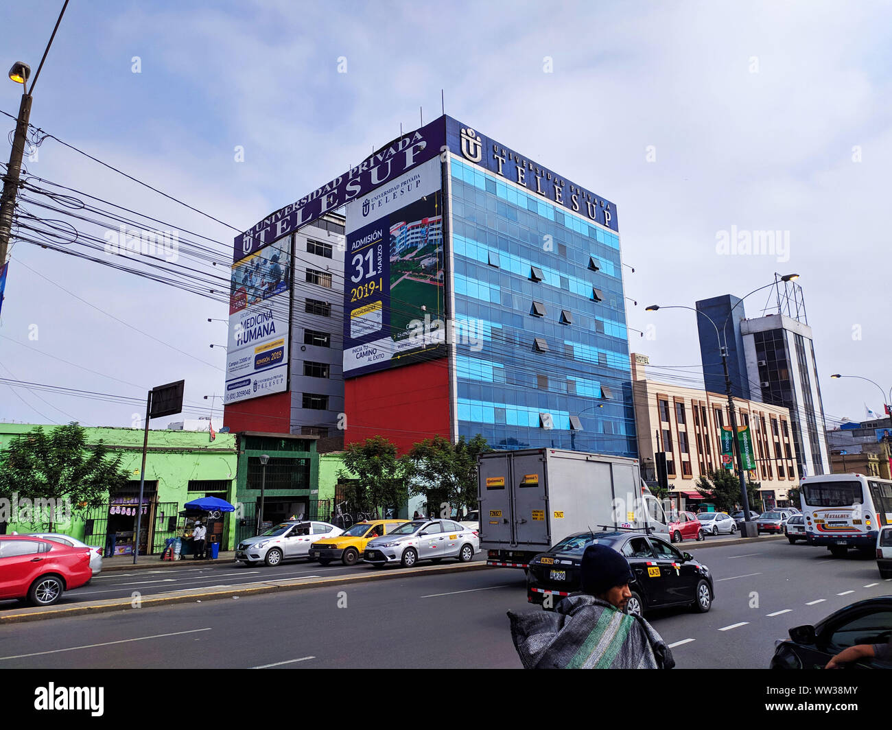 Traffic at the main highways Via expresa and Javier Prado at the ...