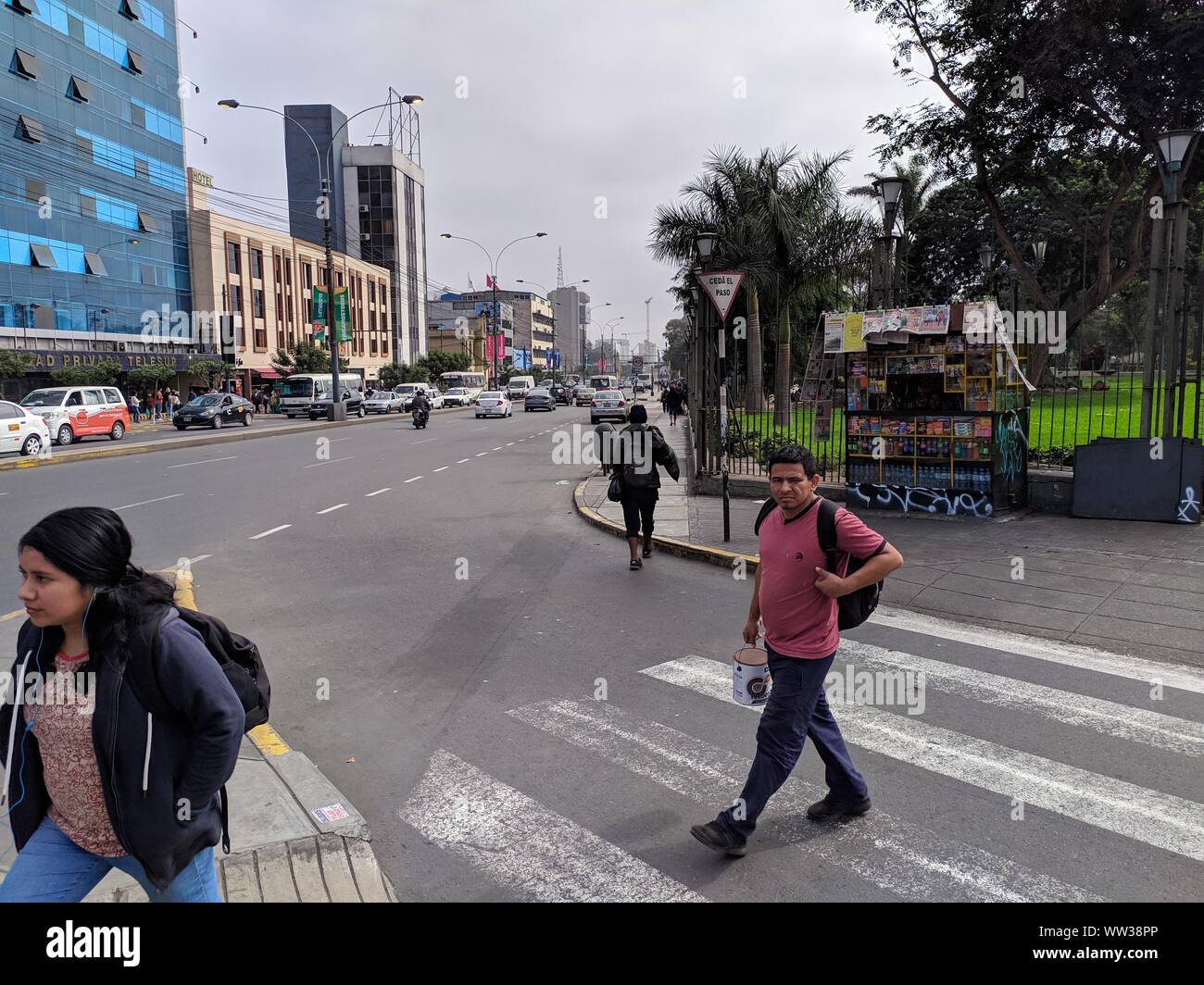 Traffic at the main highways Via expresa and Javier Prado at the ...