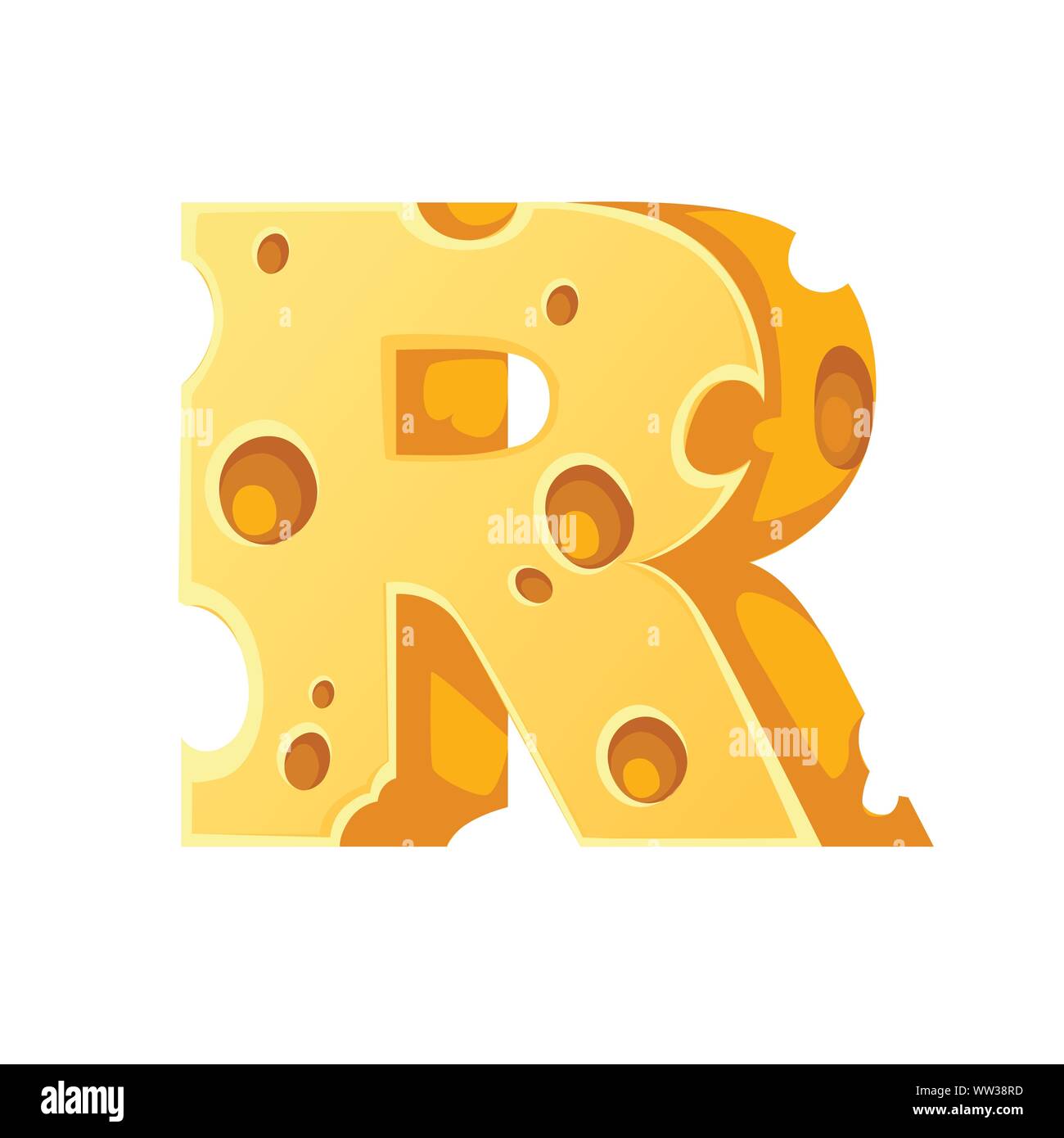 Cheese letter R style cartoon food design flat vector illustration ...