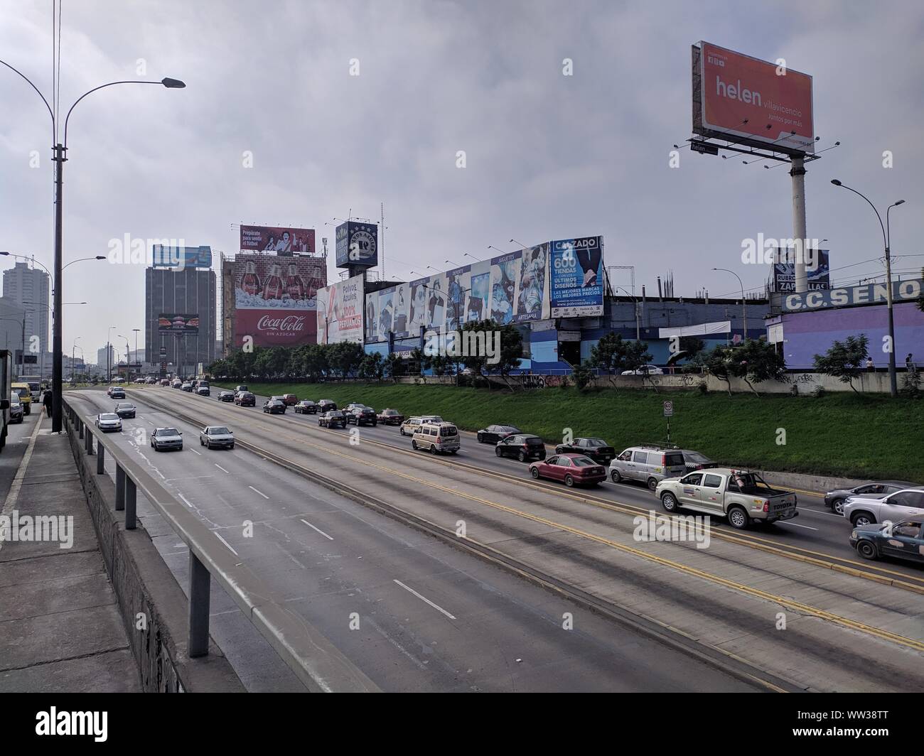 Traffic at the main highways Via expresa and Javier Prado at the ...