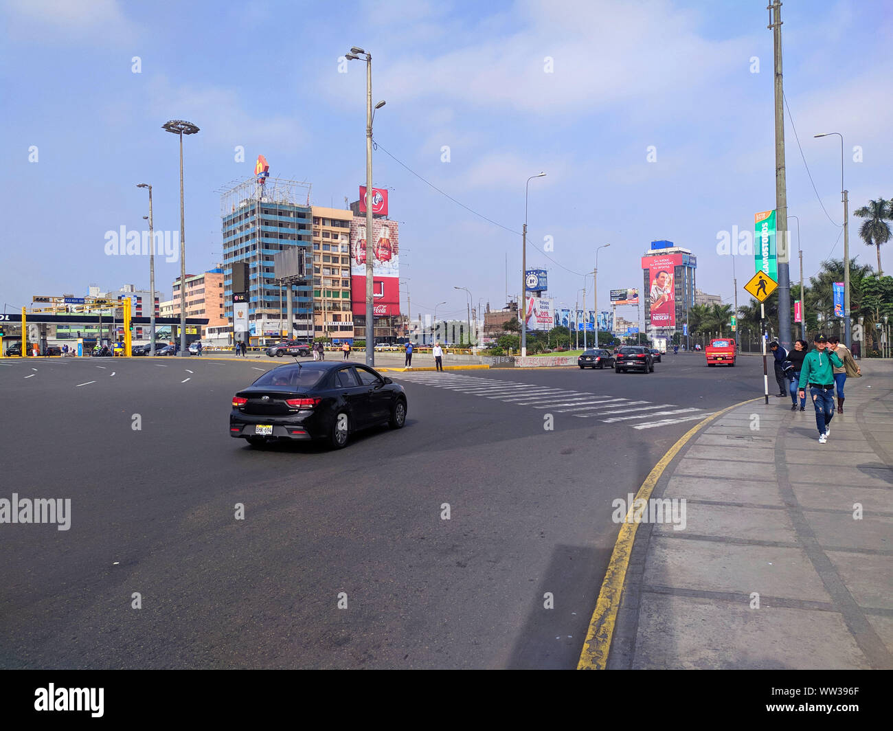 Traffic at the main highways Via expresa and Javier Prado at the ...