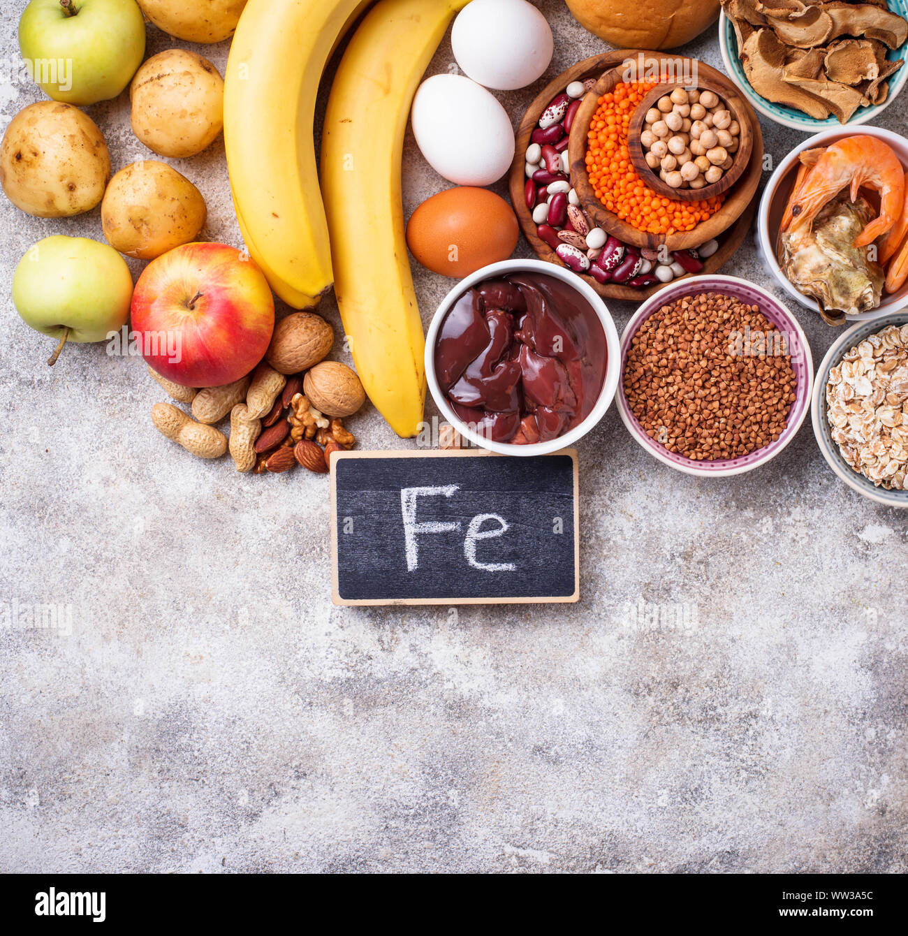 Healthy product sources of iron Stock Photo - Alamy