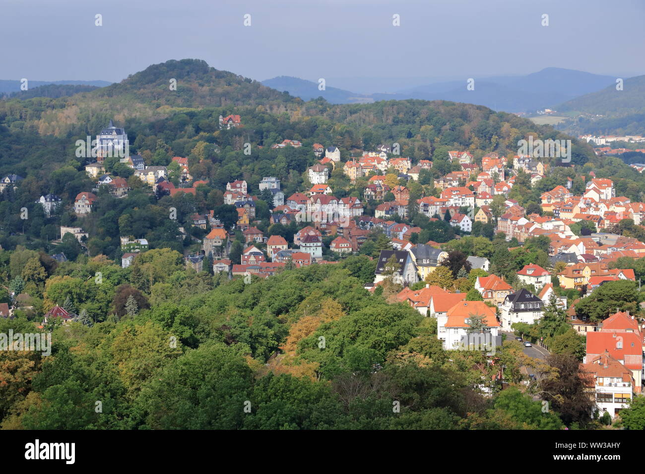 View over the thuringian forest to the wartburg hi-res stock ...