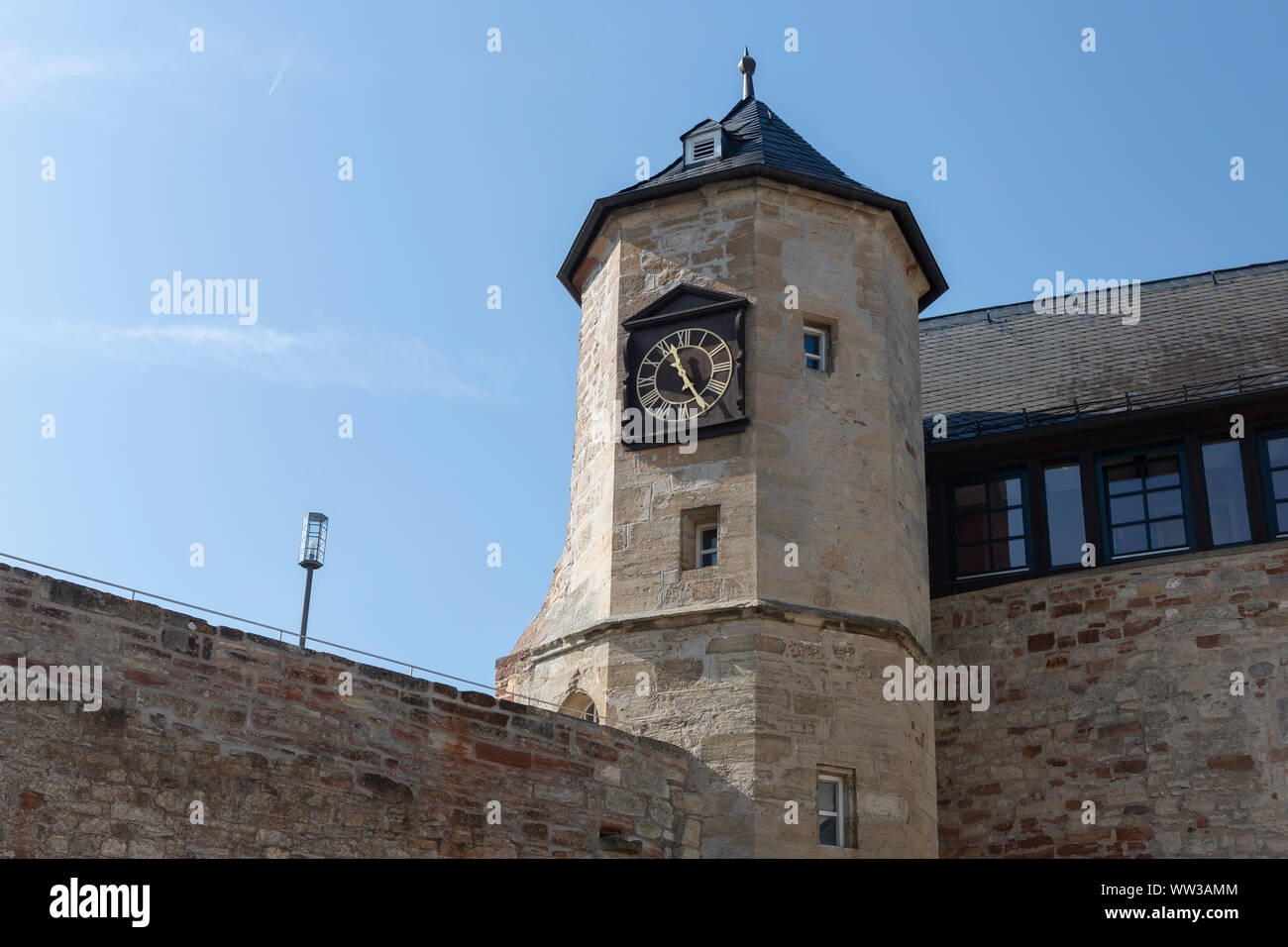 Castle and fortification Waldeck looking out over the Edersee lake in ...