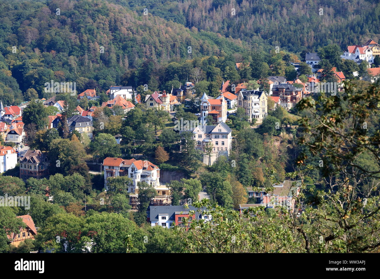 View over the thuringian forest to the wartburg hi-res stock ...