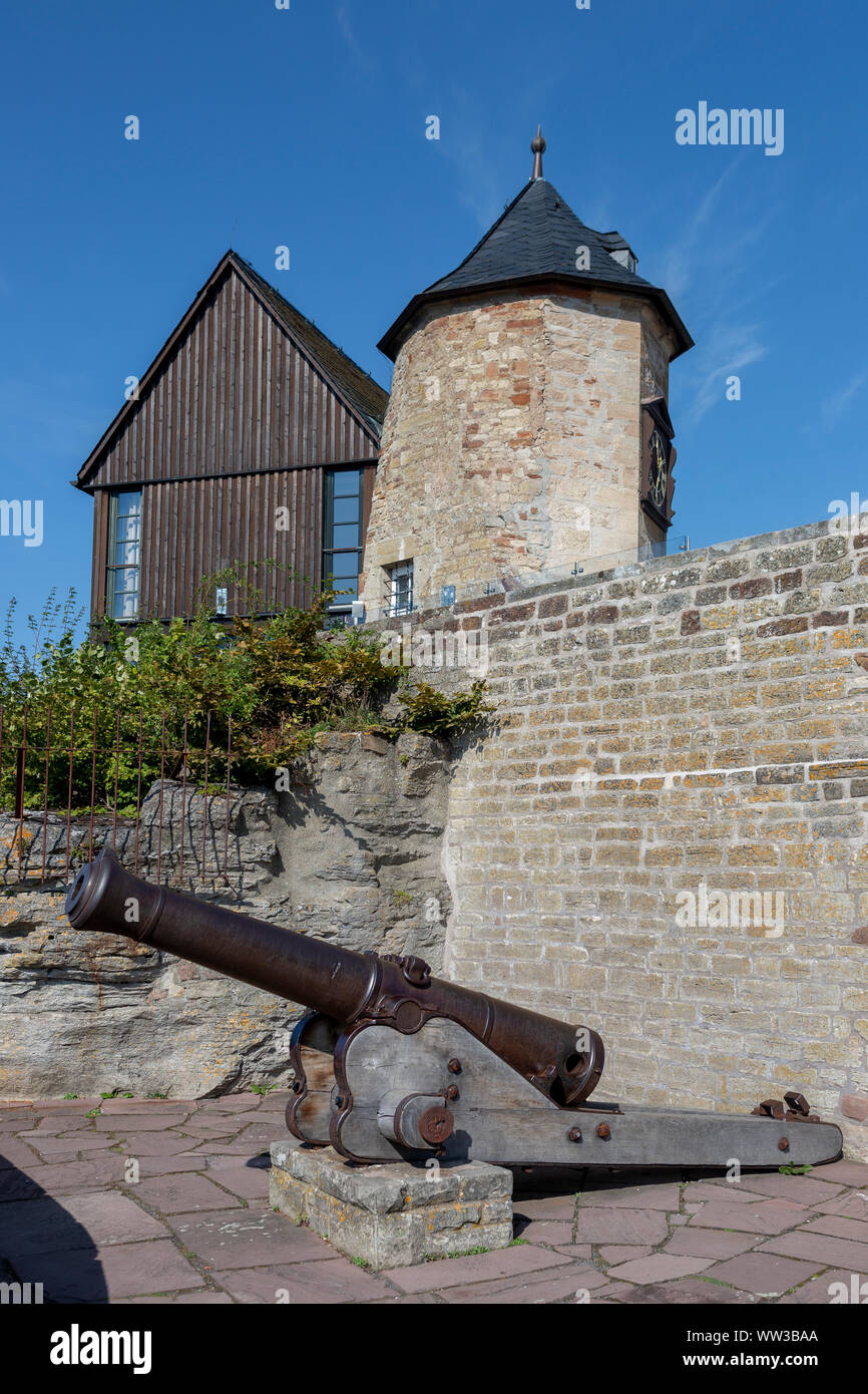 Castle and fortification Waldeck looking out over the Edersee lake in ...