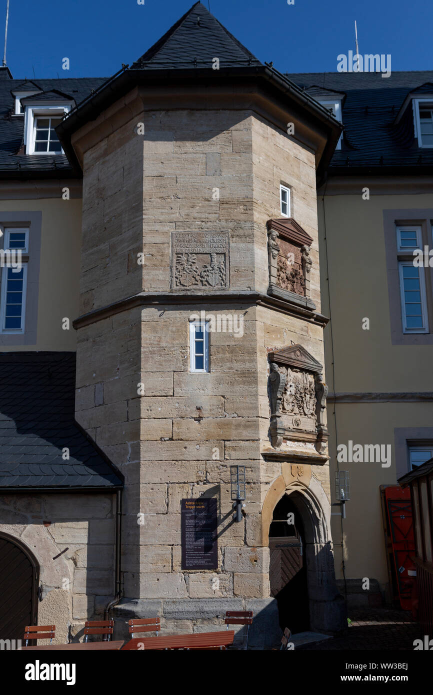 Castle and fortification Waldeck looking out over the Edersee lake in ...