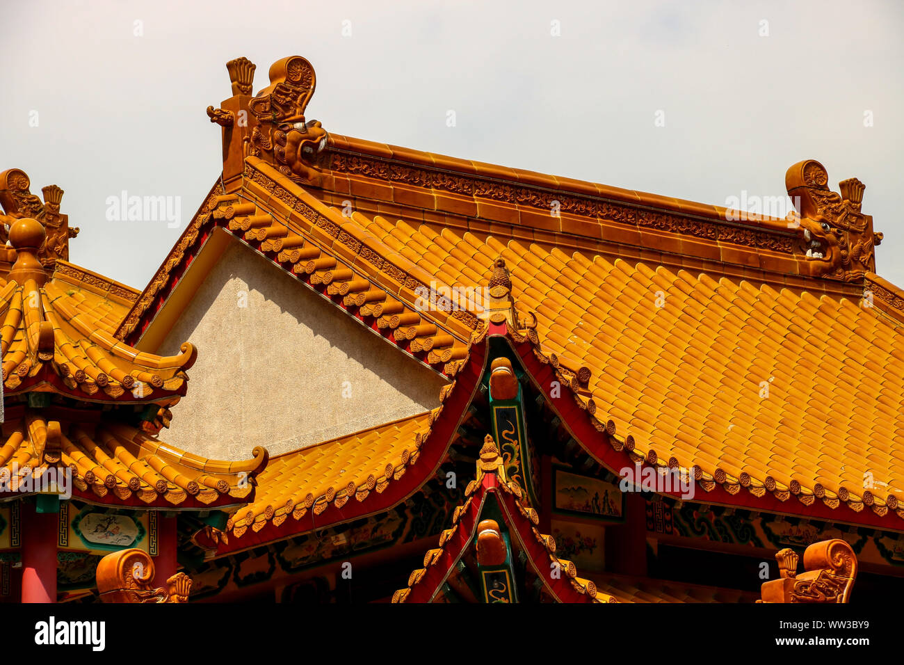 Chinese temple pagoda roof tiling detail Stock Photo - Alamy