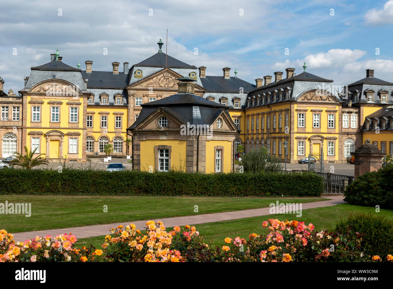 Architecture of the yellow classic style Arolsen castle in Bad Arolsen ...