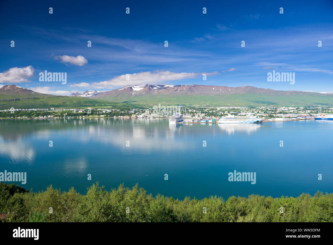 Beautiful Akureyri city in Iceland in Summer Stock Photo - Alamy