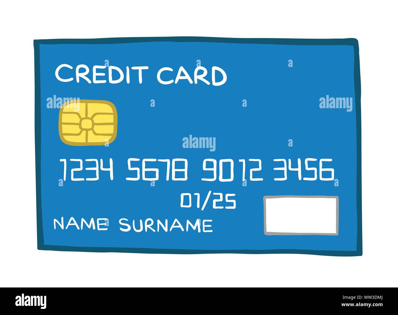 Vector illustration credit card. Hand drawn. Colored outlines Stock ...
