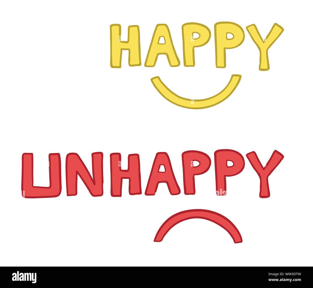 Vector illustration happ and unhappy with smiling and sulking mouths ...