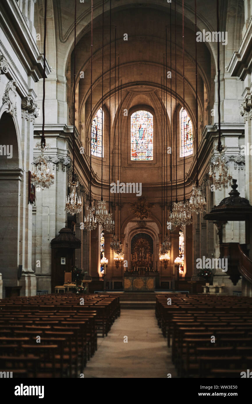Interior of the old church in Paris Stock Photo - Alamy