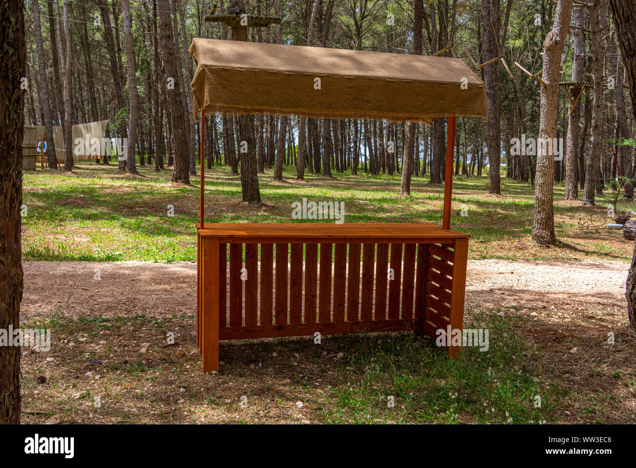 Wooden kiosk in a forest area for picnics Stock Photo - Alamy