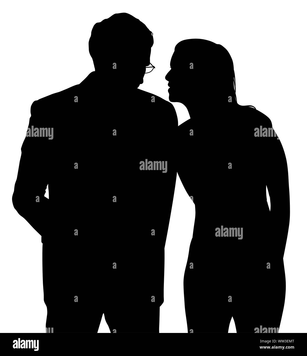 Man woman discussing work Black and White Stock Photos & Images - Alamy