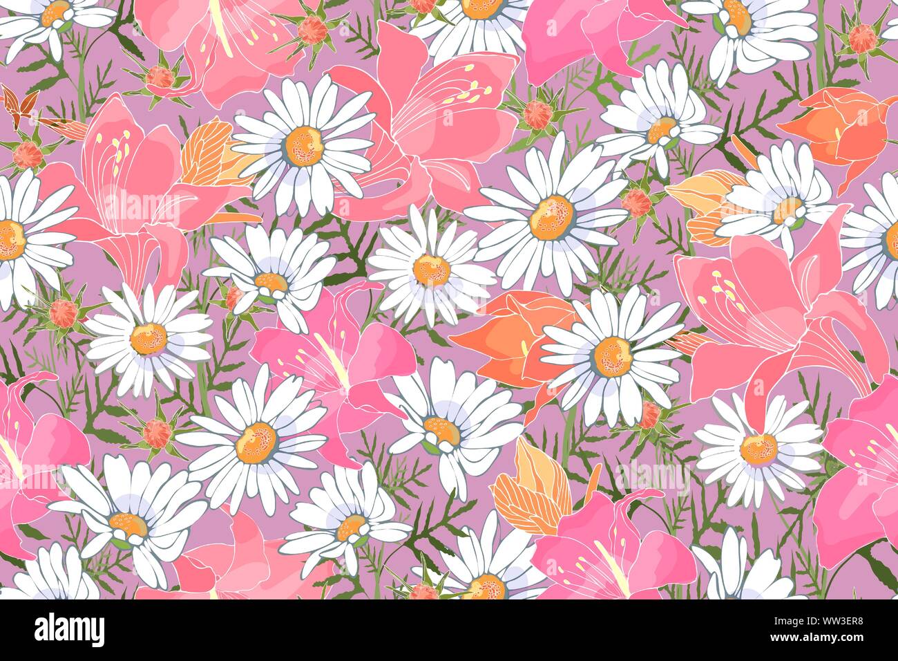 Girl and rose garden Stock Vector Images - Alamy