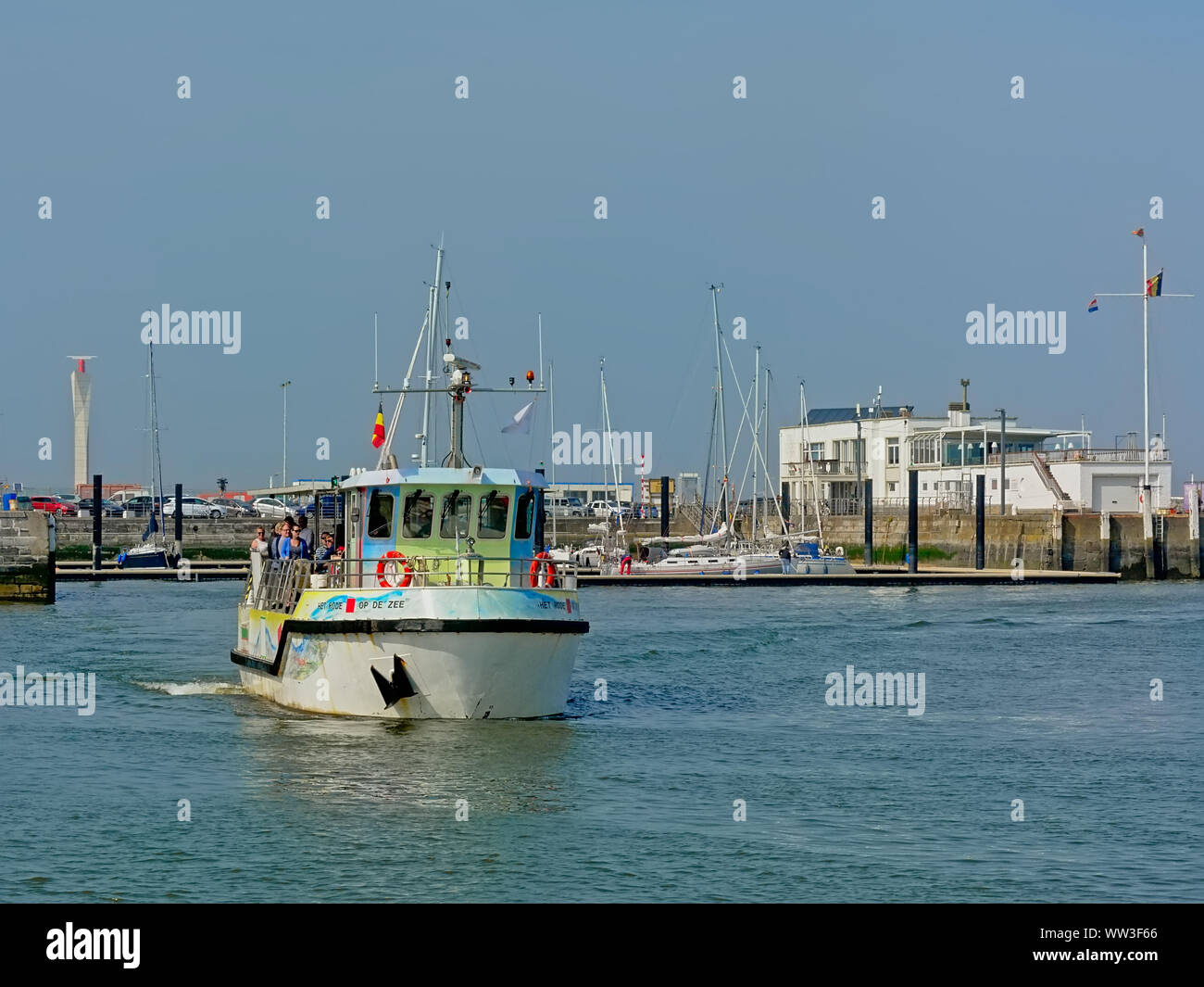 Passenger ferry connecting both sides of the fairway of Ostend, Belgium ...