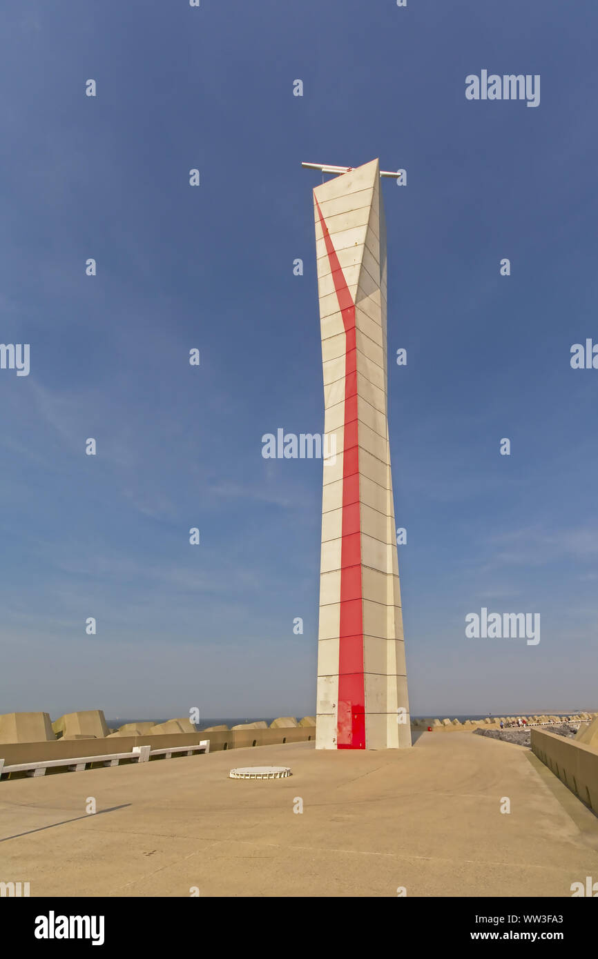 Modern red and white radar tower, designed by E+W Eggermont architects ...