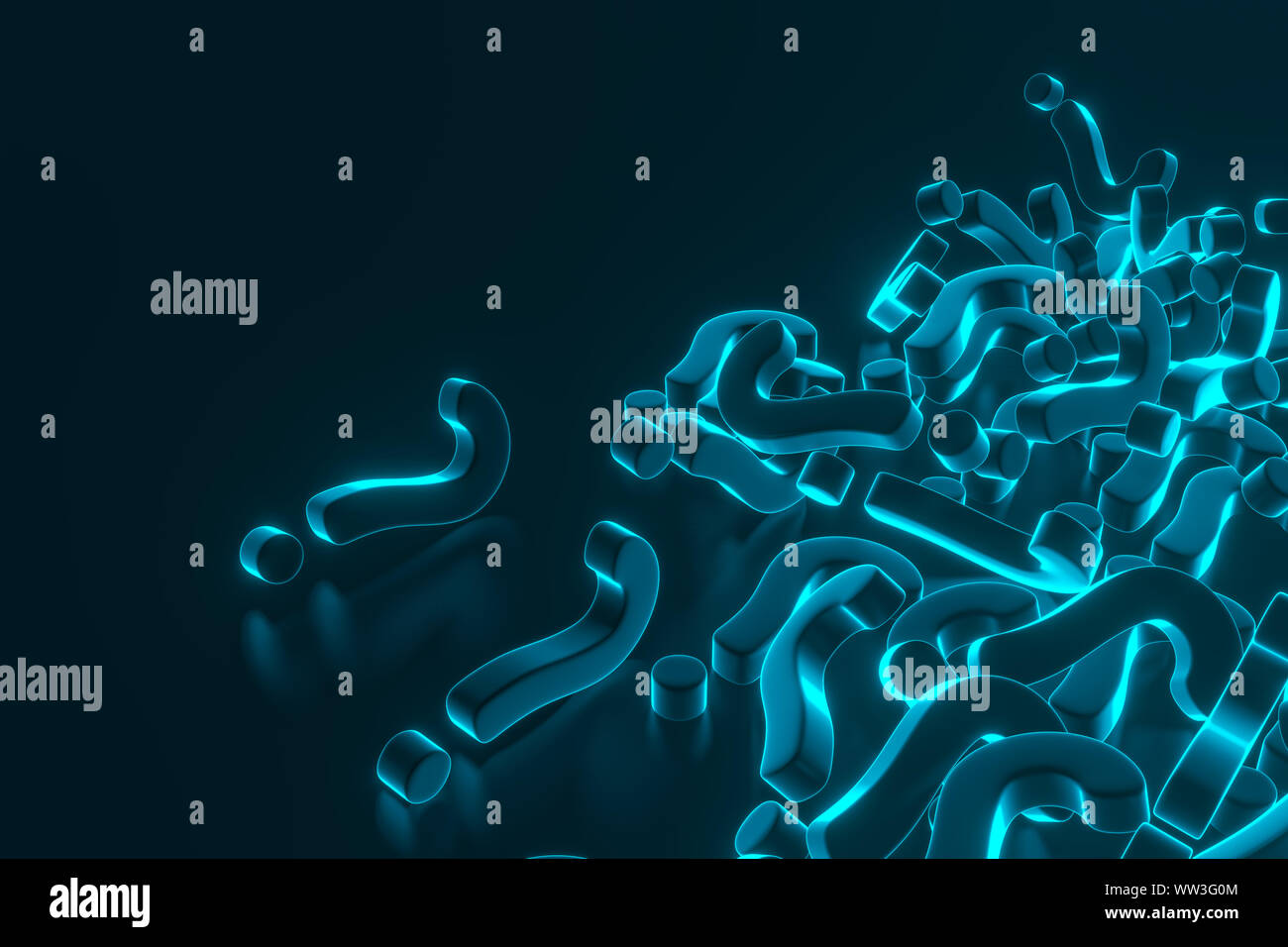 Mountain with question marks. Many question marks on floor. FAQ concept. 3d rendering Stock ...