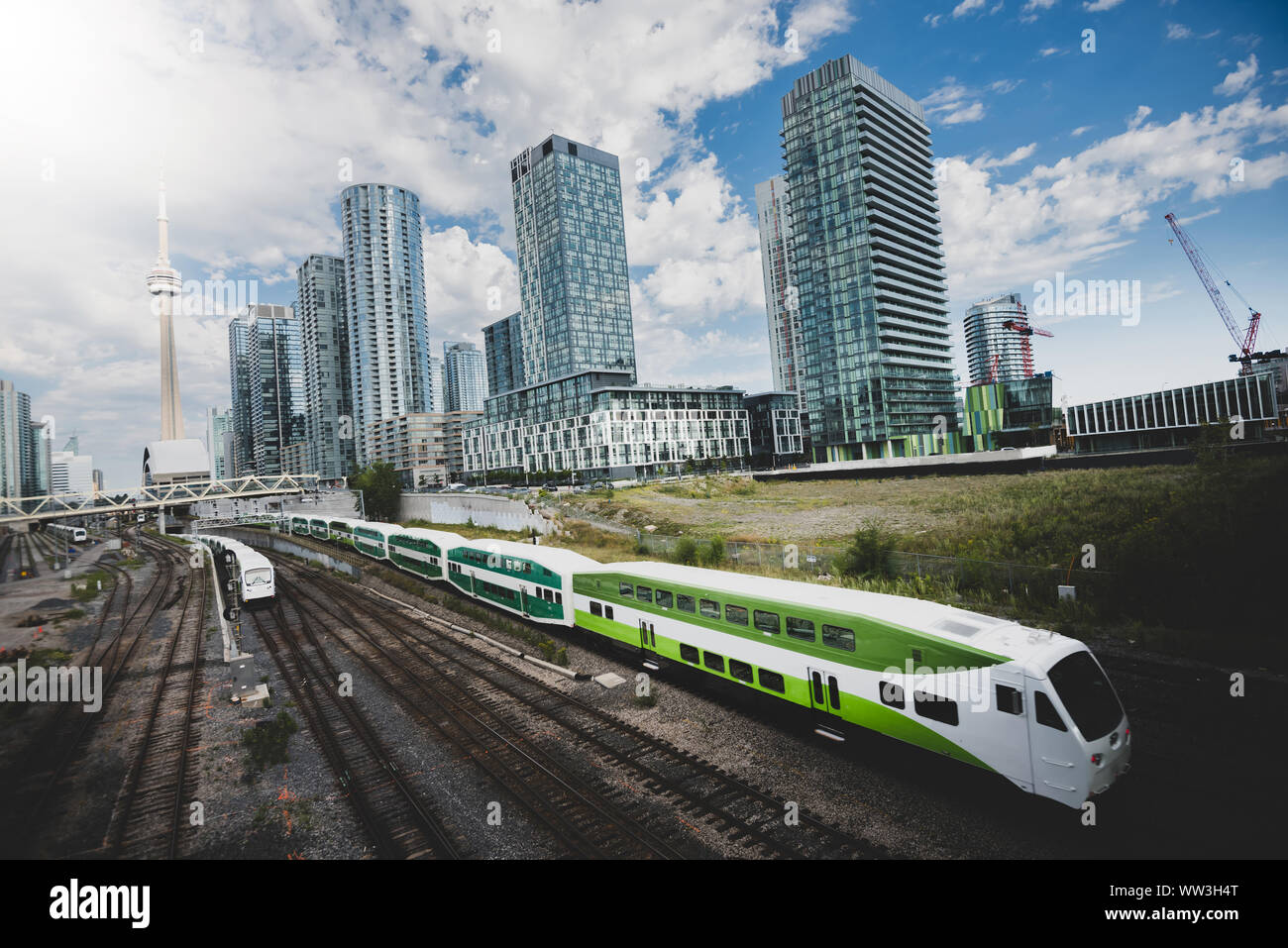 Toronto city skyline and Union train station in Toronto, Canada Stock ...