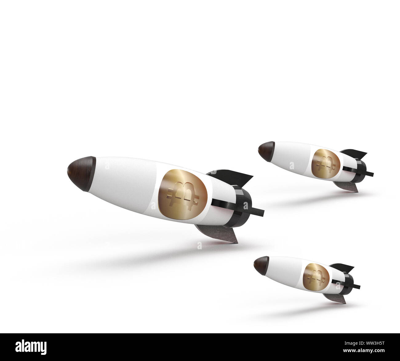 Bitcoin Rocket Ship. Cryptocurrency Blockchain Crypto Concept. 3D ...