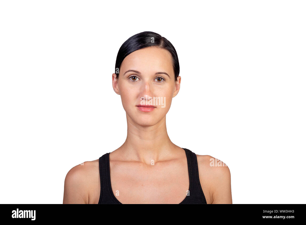 Closeup Portrait Of A Young Beautiful Brunette Girl Without Makeup