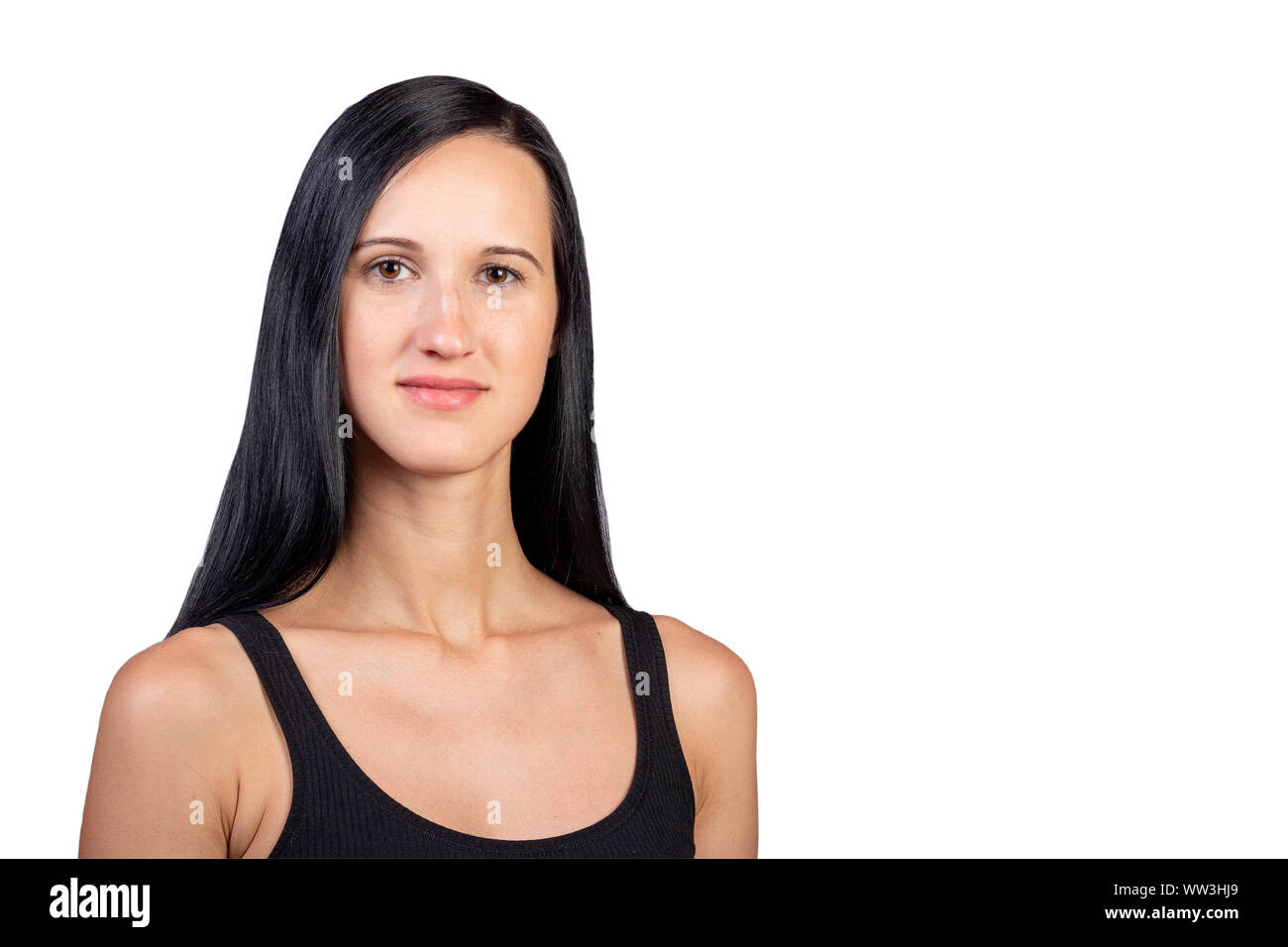 Closeup Portrait Of A Young Beautiful Brunette Girl Without Makeup