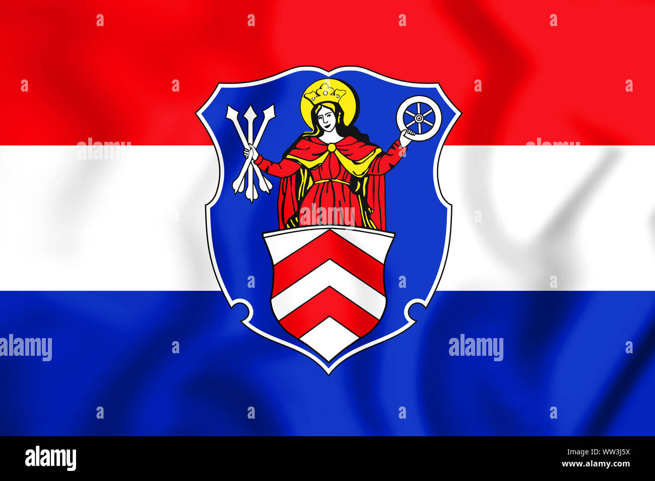 3D Flag of Oberursel (Taunus), Hesse, Germany. 3D Illustration Stock ...