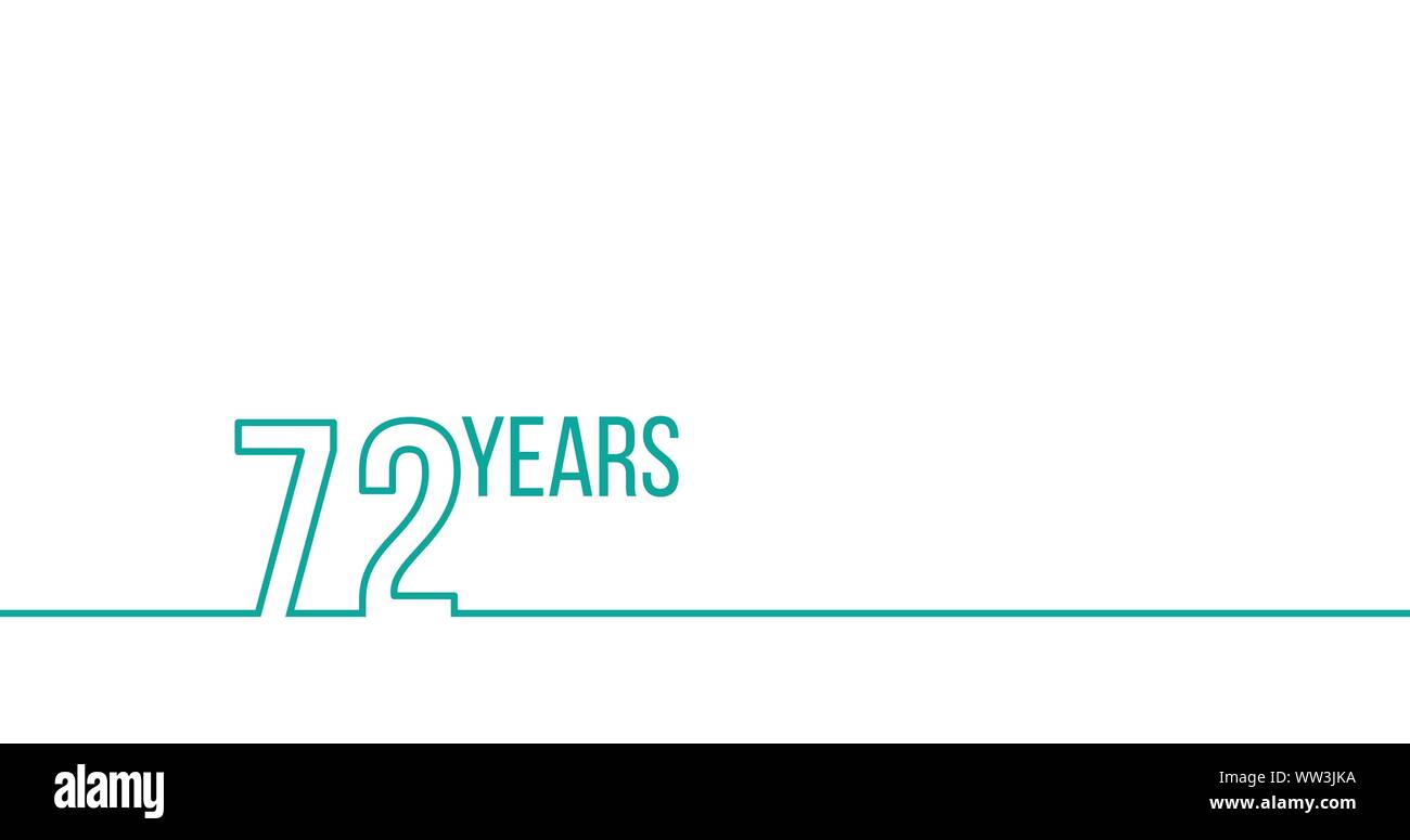 72 years anniversary or birthday. Linear outline graphics. Can be used ...