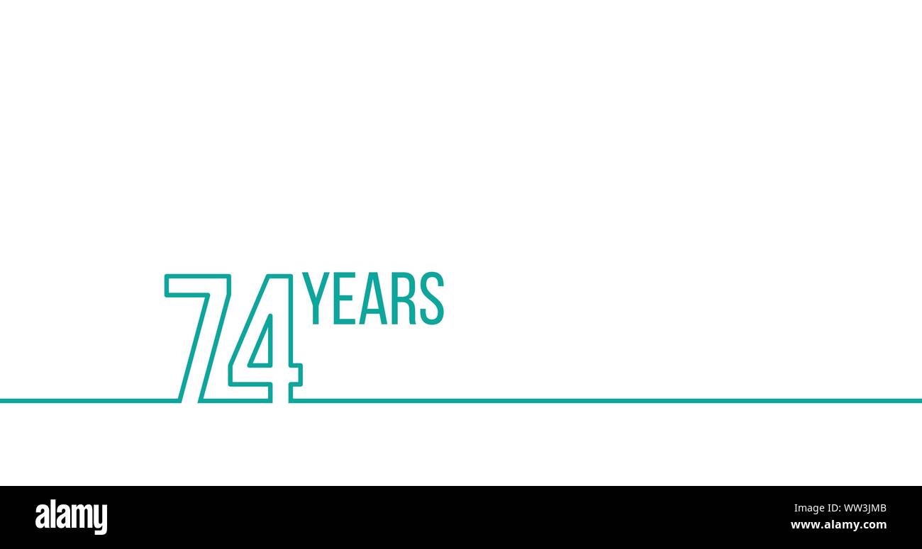 74 years anniversary or birthday. Linear outline graphics. Can be used ...