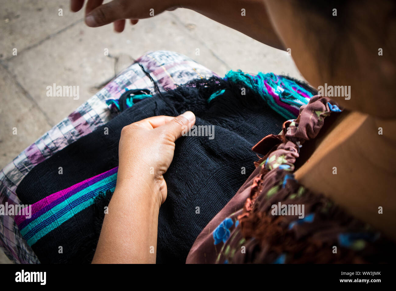 Mayan Woman Working on Textiles in Guatemala Stock Photo - Alamy